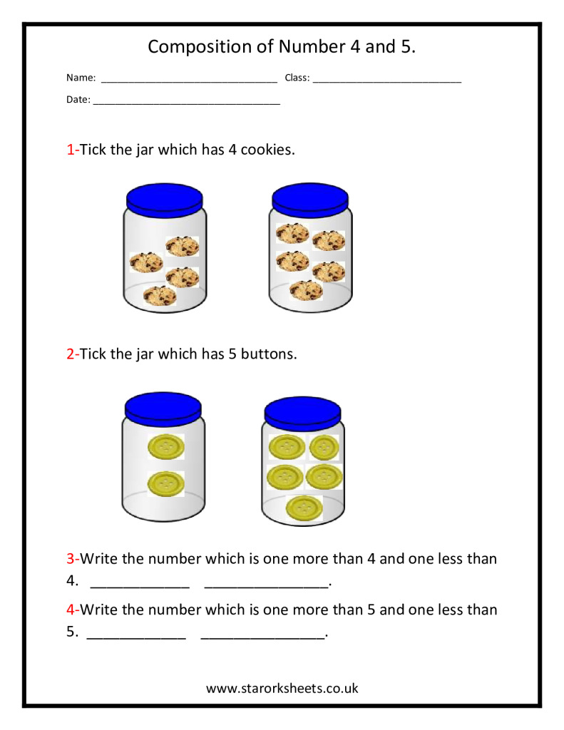 Composition of 4 and 5 | Star Worksheets