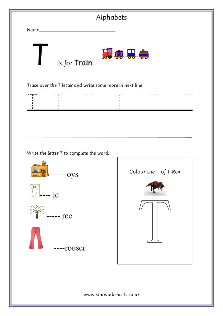 Capital Letter T | Star Worksheets
