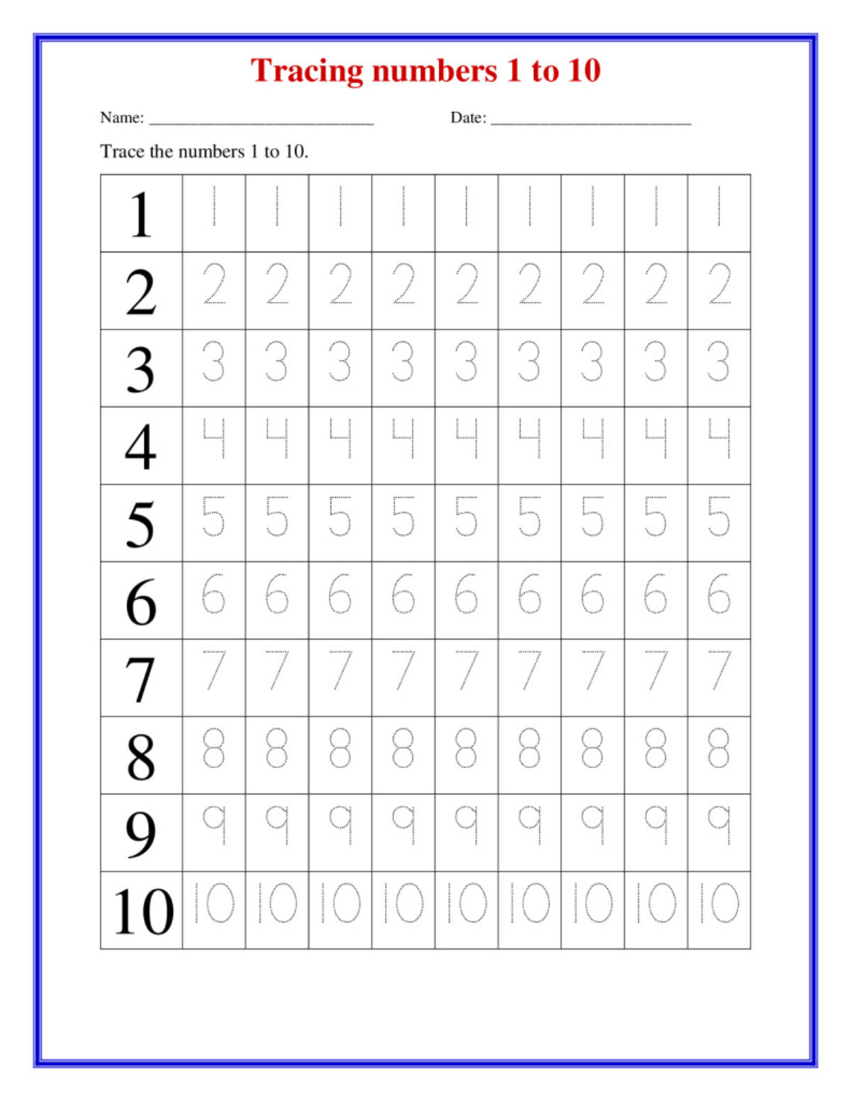 Trace Numbers 1 20 Kiddo Shelter Printable Number